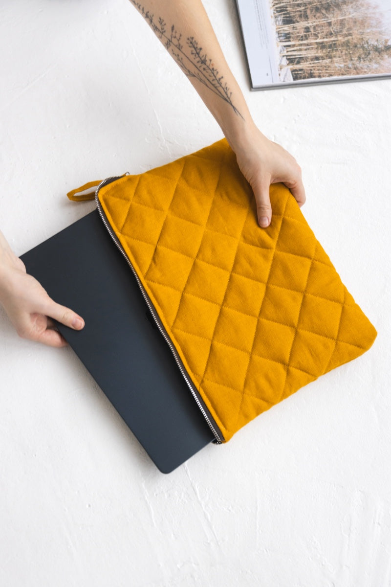 Mustard Linen Computer Case | SAND SNOW LINEN – Sand Snow Linen