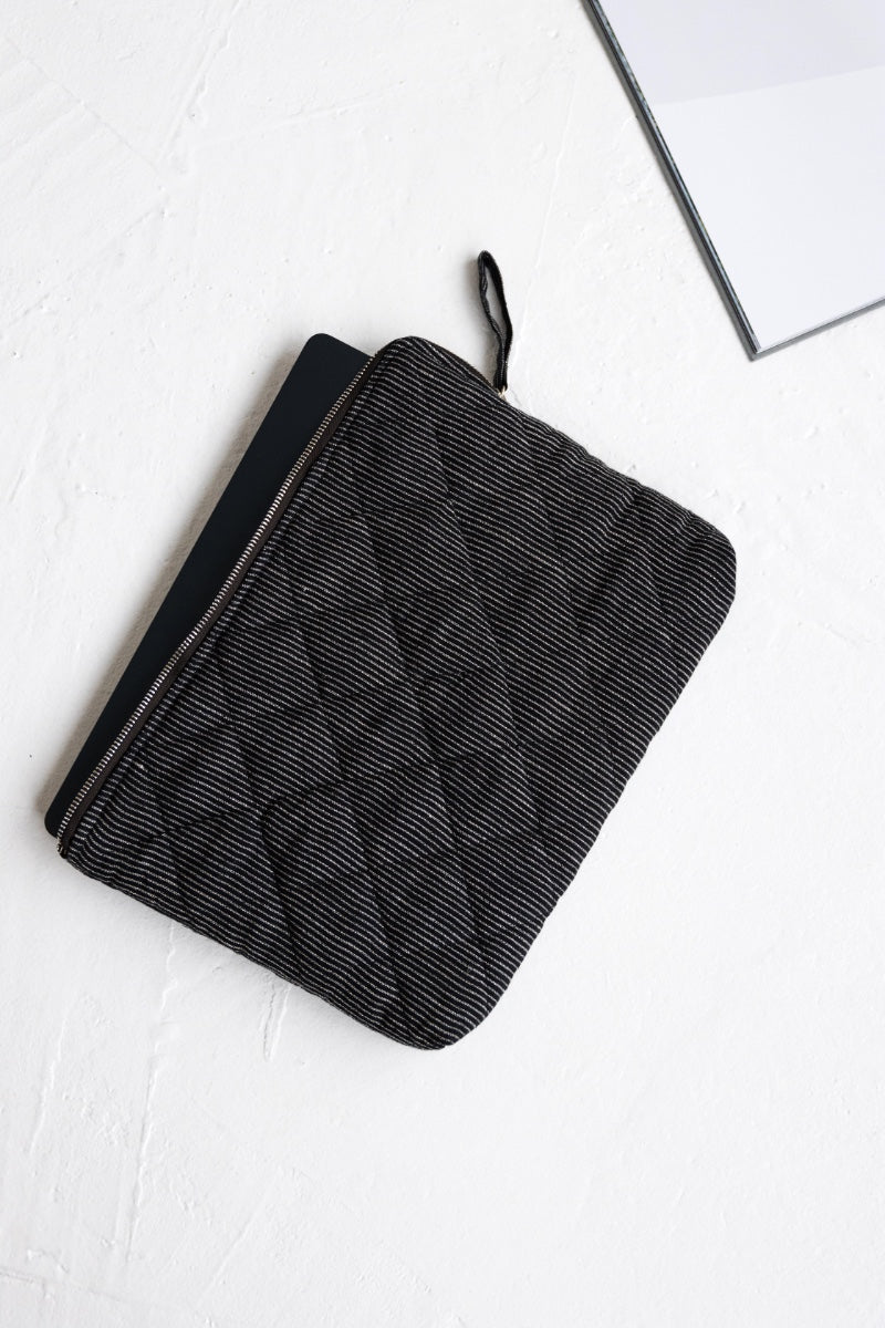 Black Striped Linen Computer Case | SAND SNOW LINEN – Sand Snow Linen