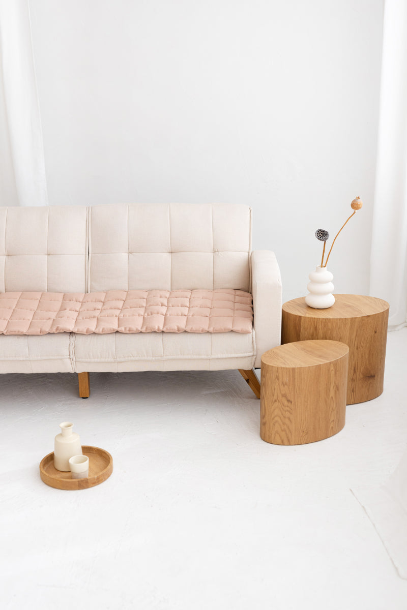 Peach Linen Couch Seat Mat | SAND SNOW LINEN – Sand Snow Linen