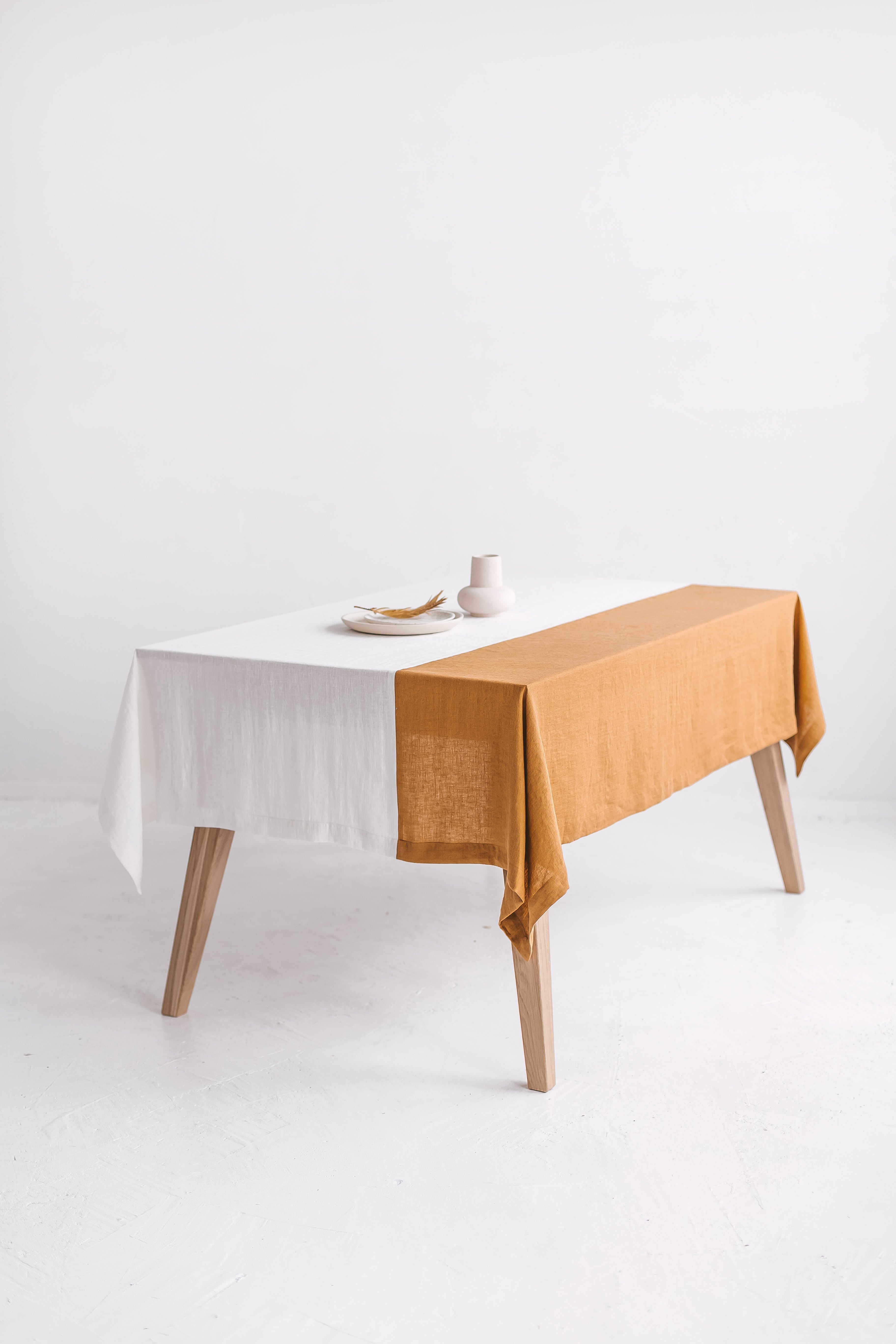 Color Block Amber Linen Tablecloth | SAND SNOW LINEN – Sand Snow Linen