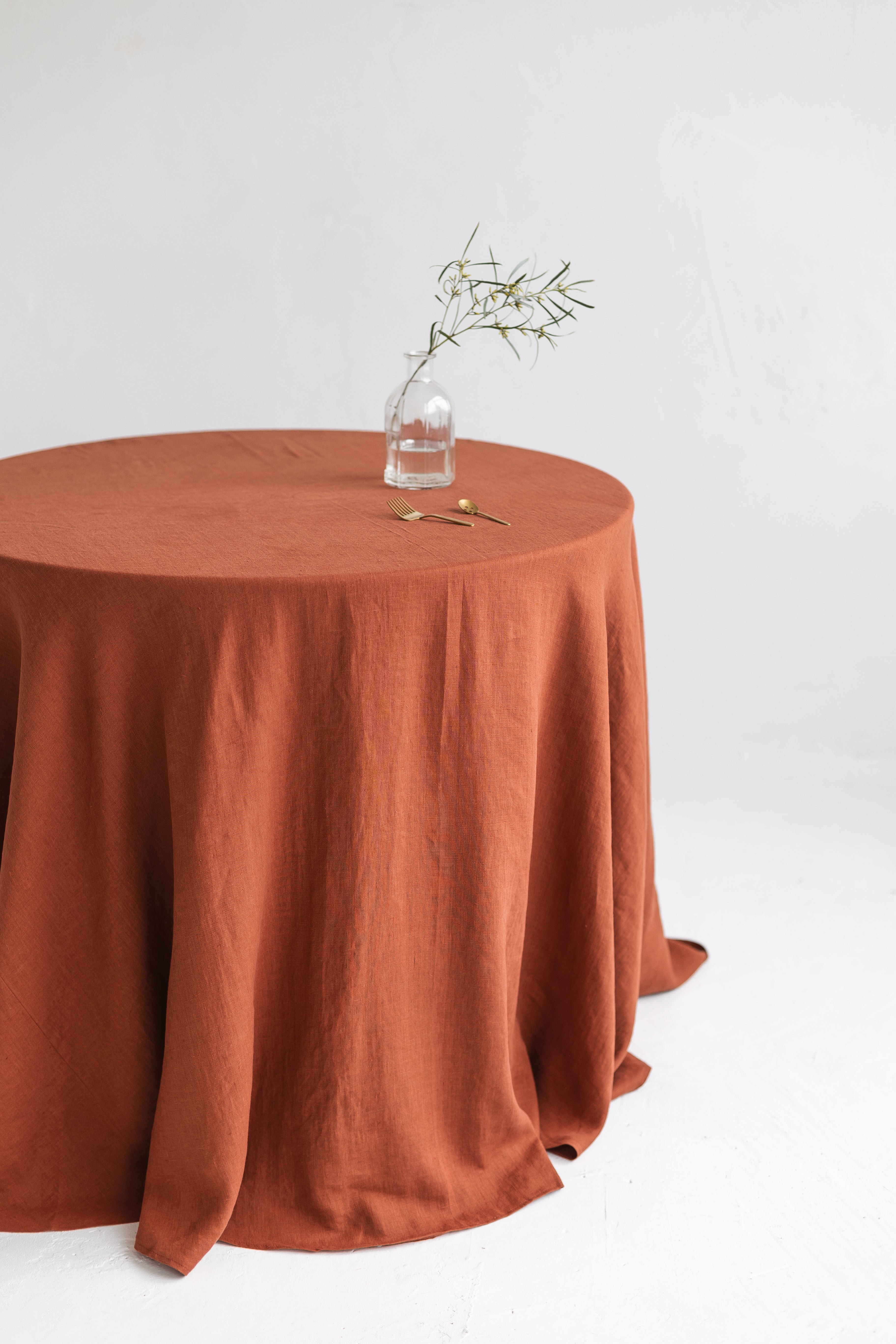 Rusty Round Linen Tablecloth | SAND SNOW LINEN – Sand Snow Linen