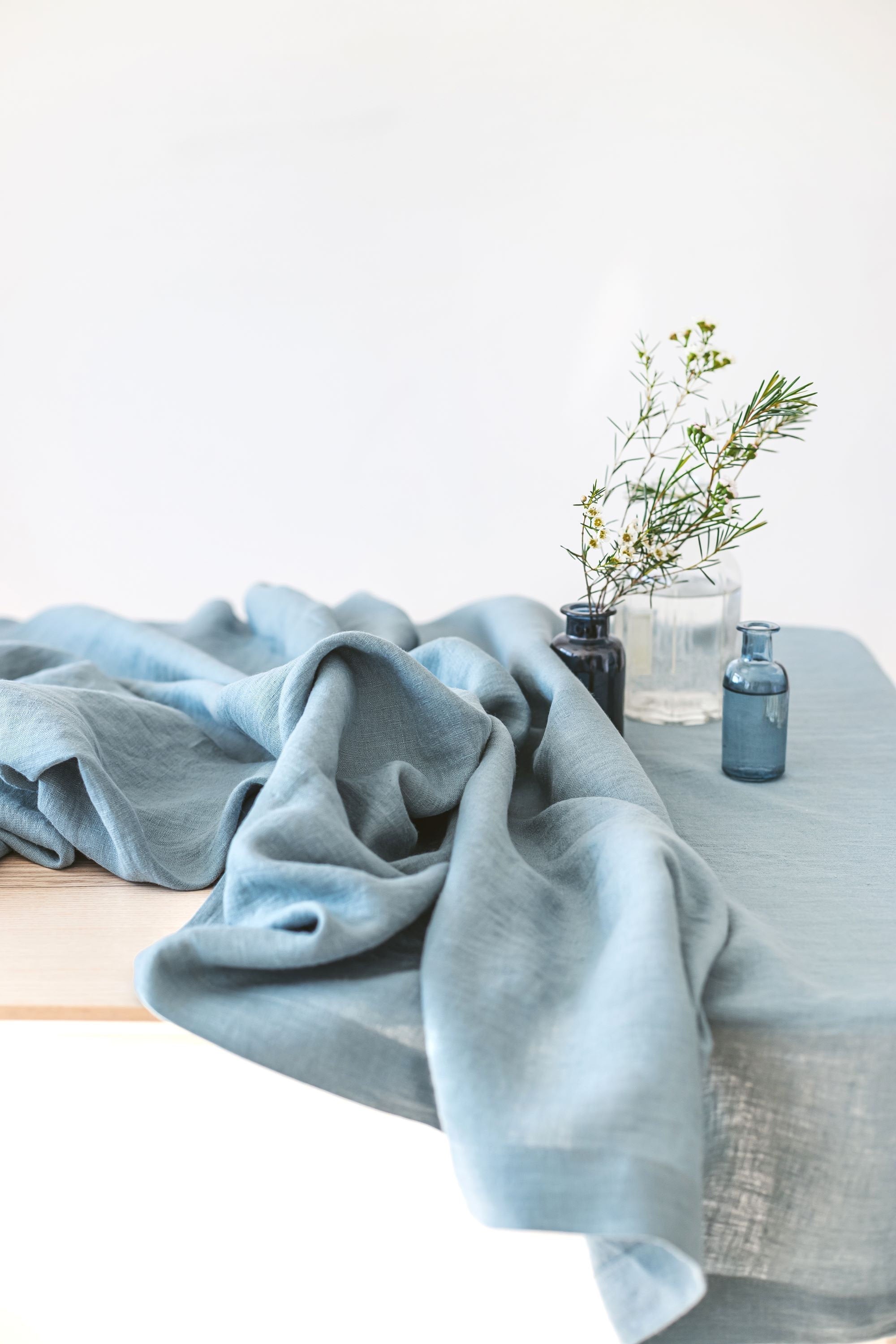 Dusty Aqua Linen Tablecloth – Sand Snow Linen