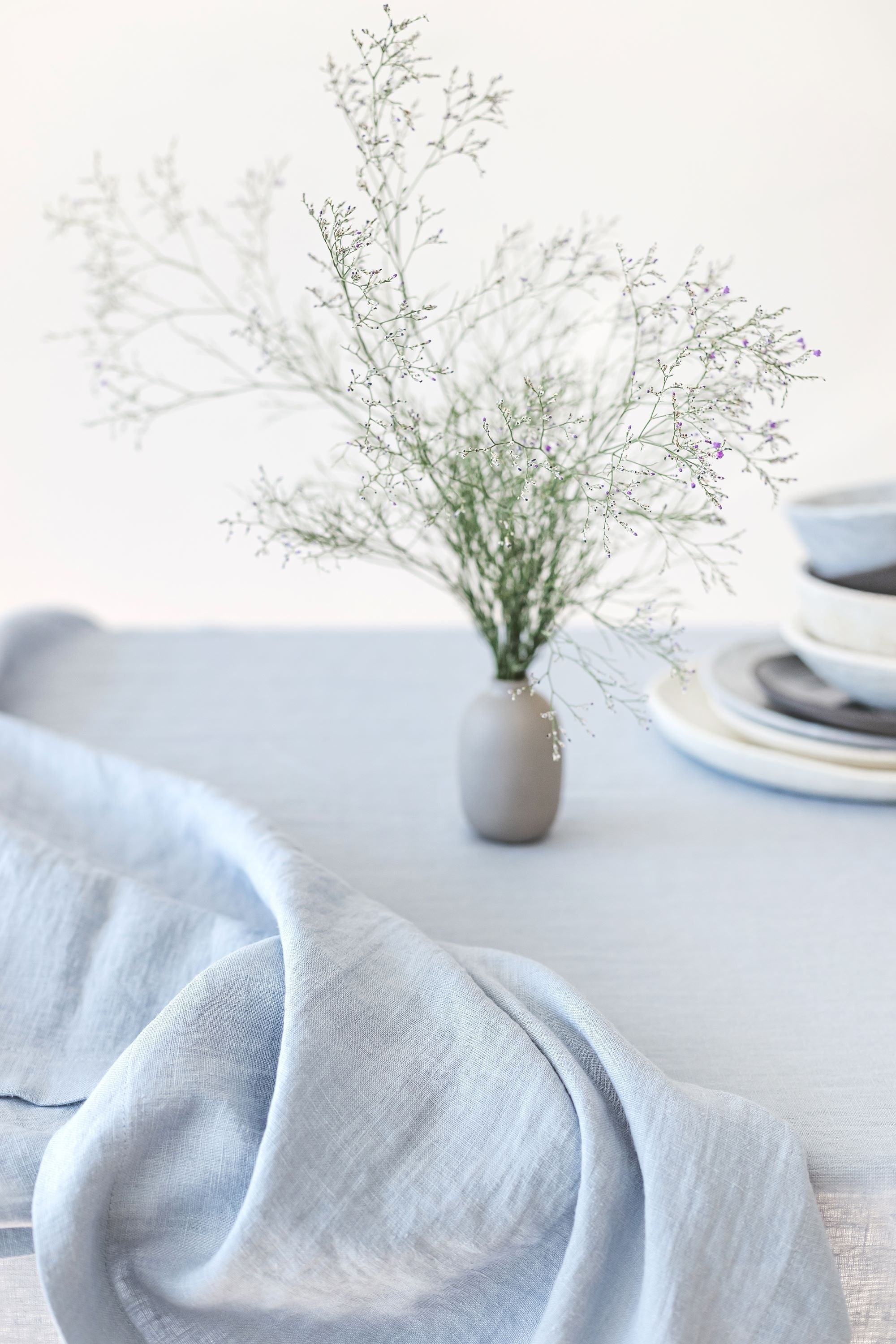 Ice Blue Linen Tablecloth – Sand Snow Linen