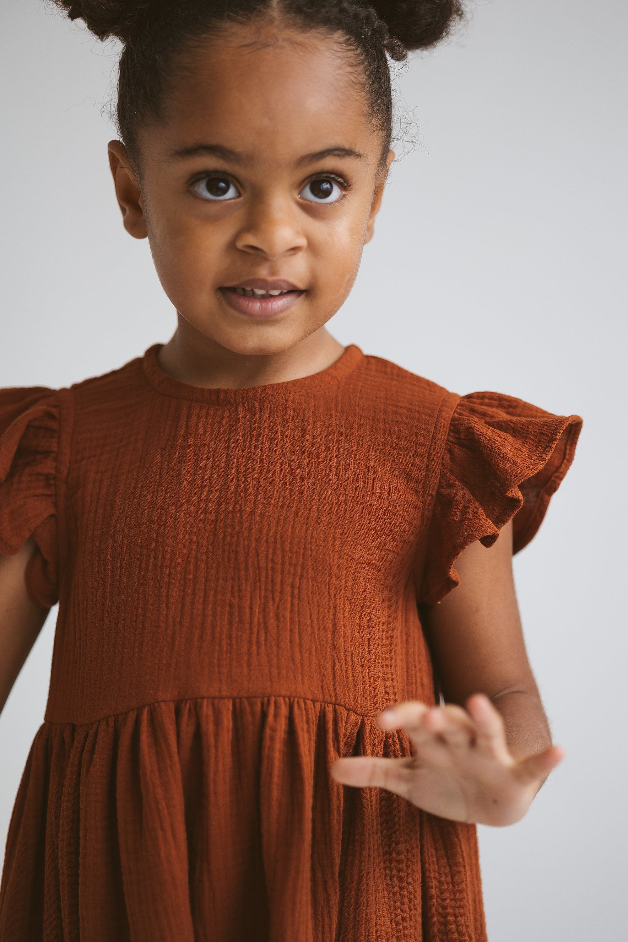 Terracotta Muslin Girls Dress – Sand Snow Linen