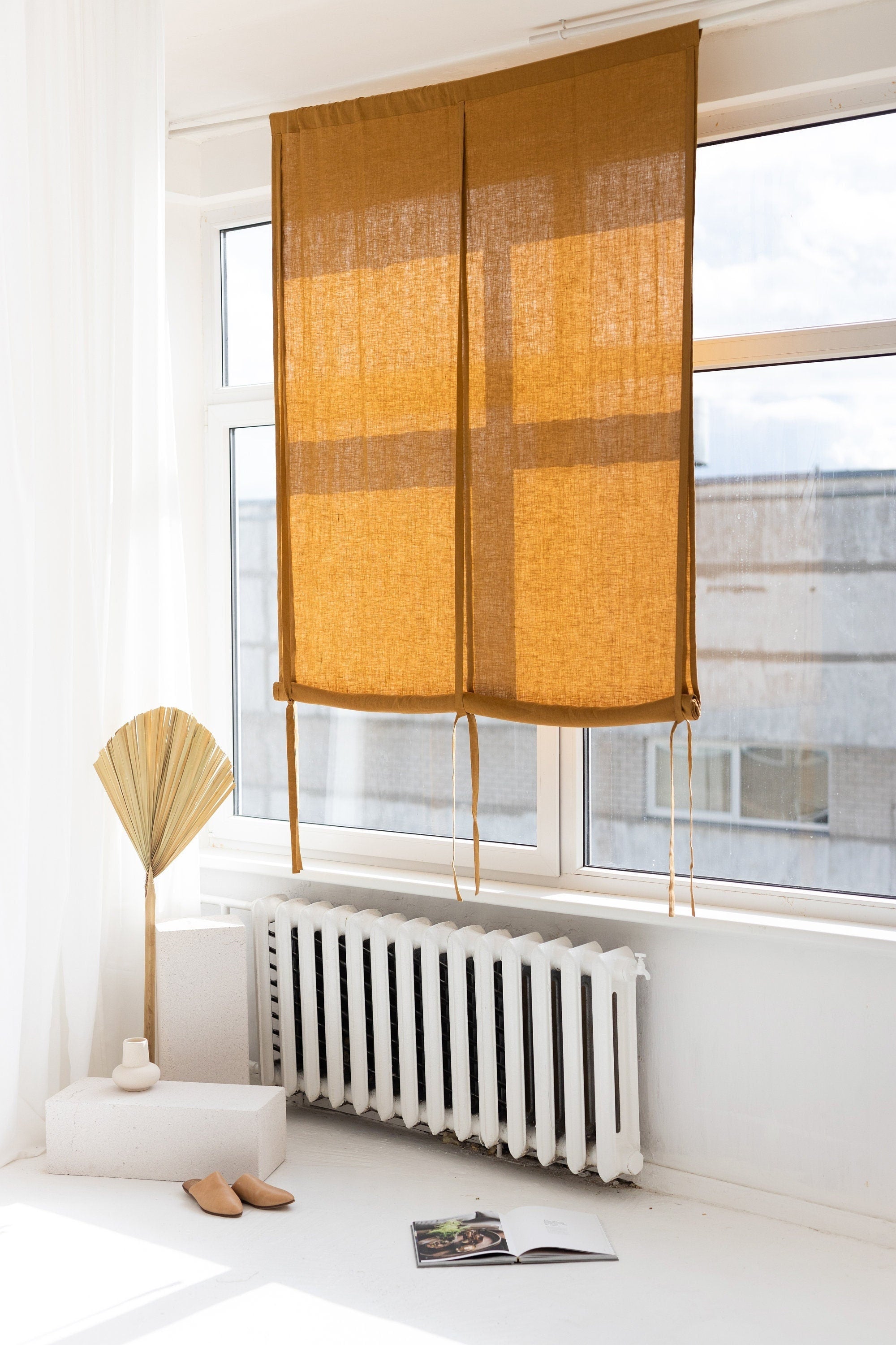 55''/140cm wide Amber Linen Roll Up blind | SAND SNOW LINEN – Sand Snow ...