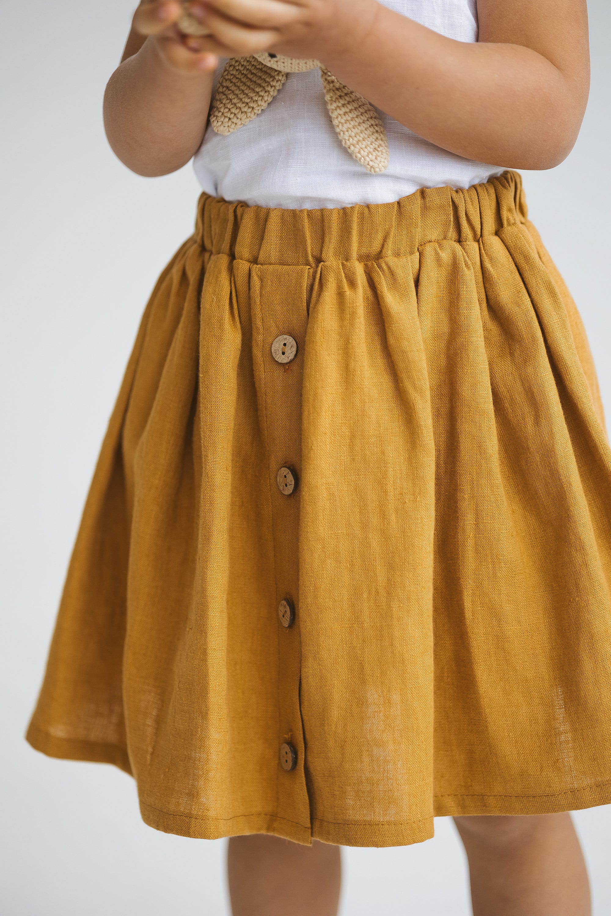 Amber Linen Girls Skirt – Sand Snow Linen