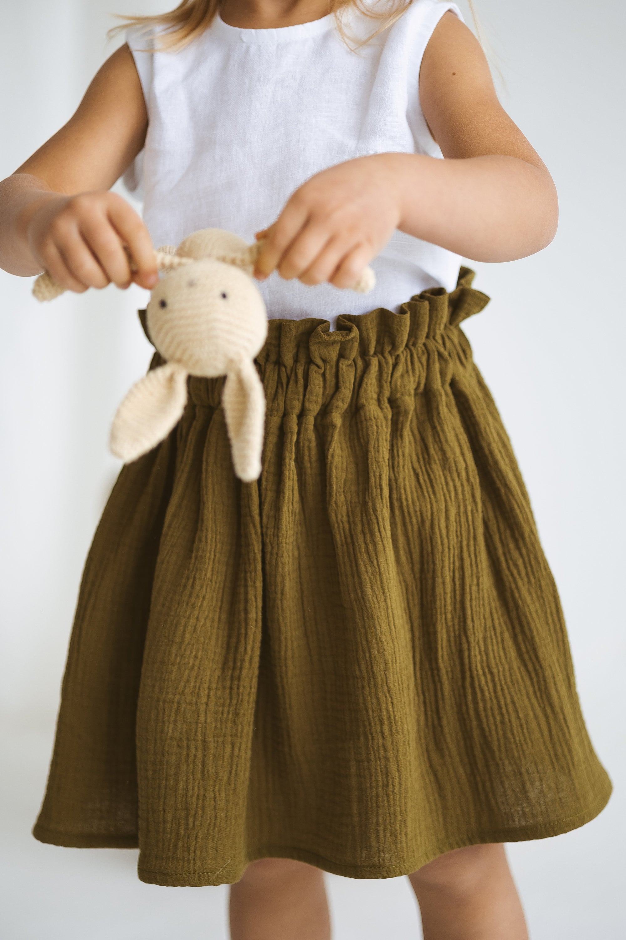 Olive Green Girls Muslin Skirt – Sand Snow Linen